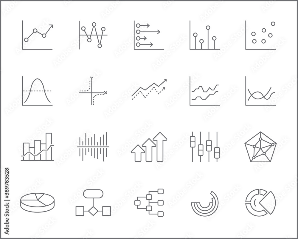 Set of graph and diagram line style. It contains such Icons as graph ...