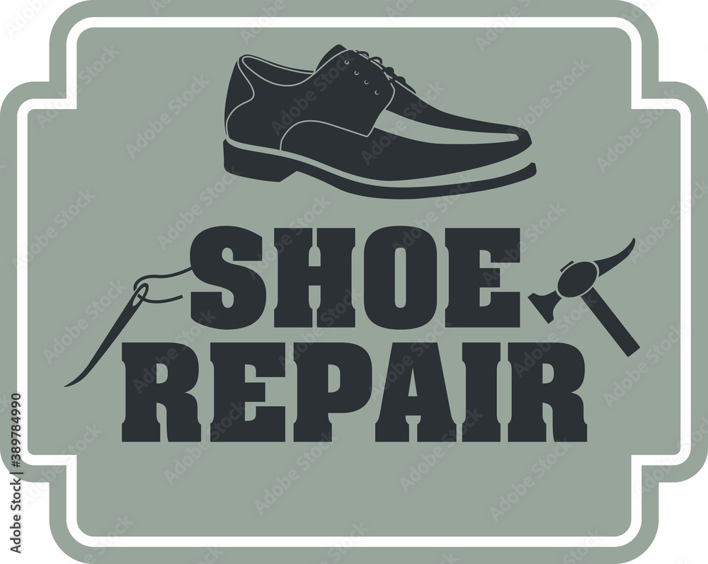 Shoe repair sign. Service logo. Vector silhouette graphics Stock Vector ...