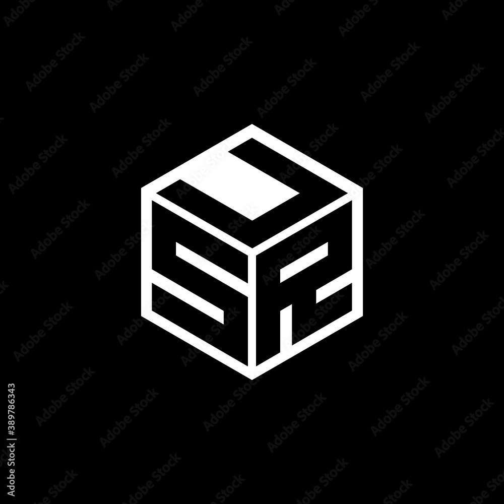 SRU letter logo design with black background in illustrator, cube logo ...