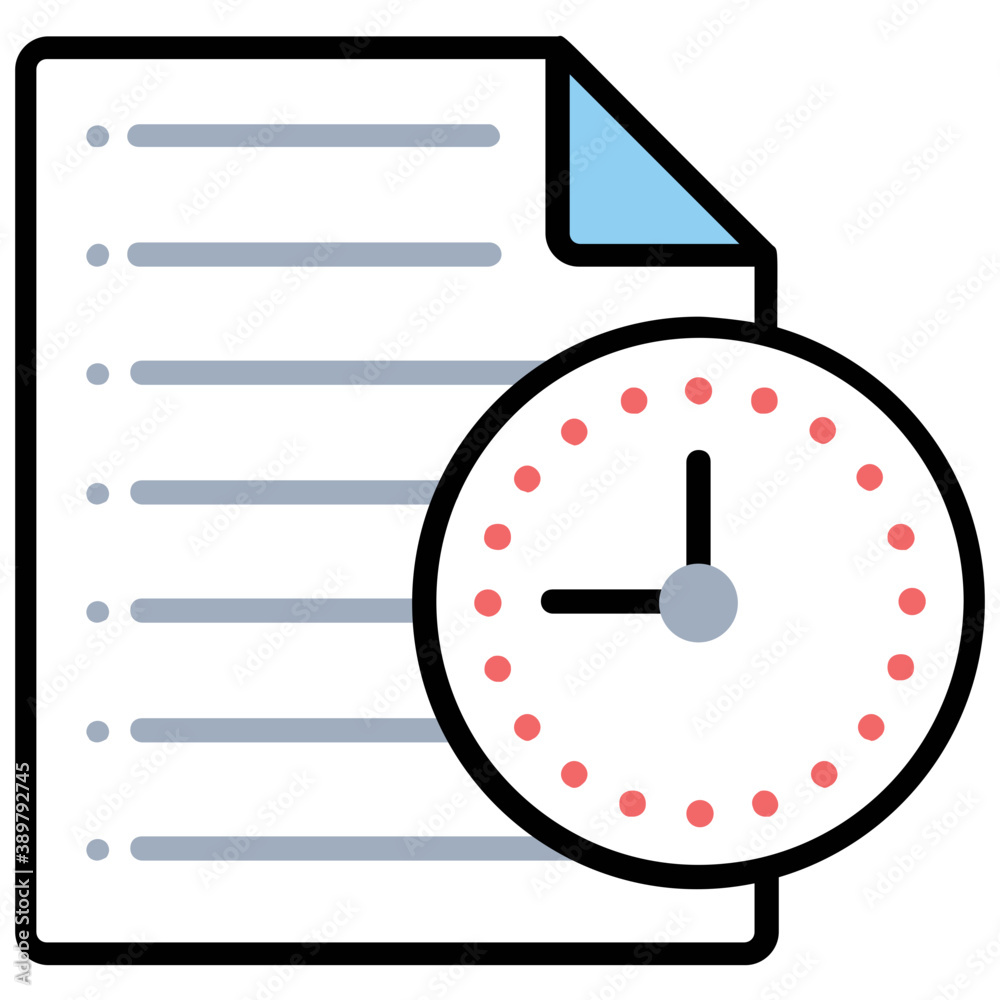 Planning and organization of time represented via document and clock ...