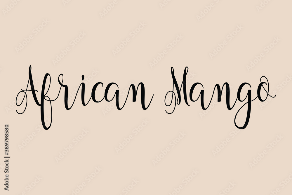 African Mango Cursive Calligraphy Black Color Text On Light Golden ...