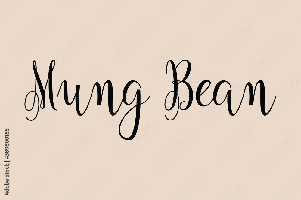 Mung Bean Cursive Calligraphy Black Color Text On Light Golden Yellow ...