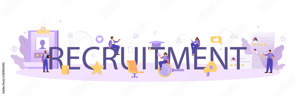 Recruitment typographic header. Idea of employment and job interview ...