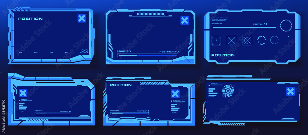 Set of screen elements or futuristic frames. Techno frames for HUD user ...