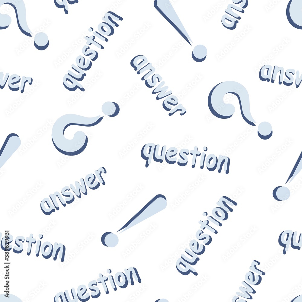 Light blue background with question and answer text and signs. Question ...