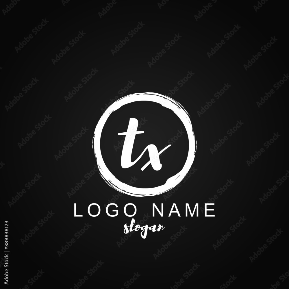 Initial Handwriting Letter TX, Logo Monogram With CIrcle Brush Template ...