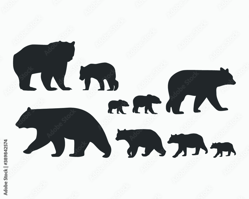 Bear Family vector, mama bear, printable bear, silhouette, baby bear ...