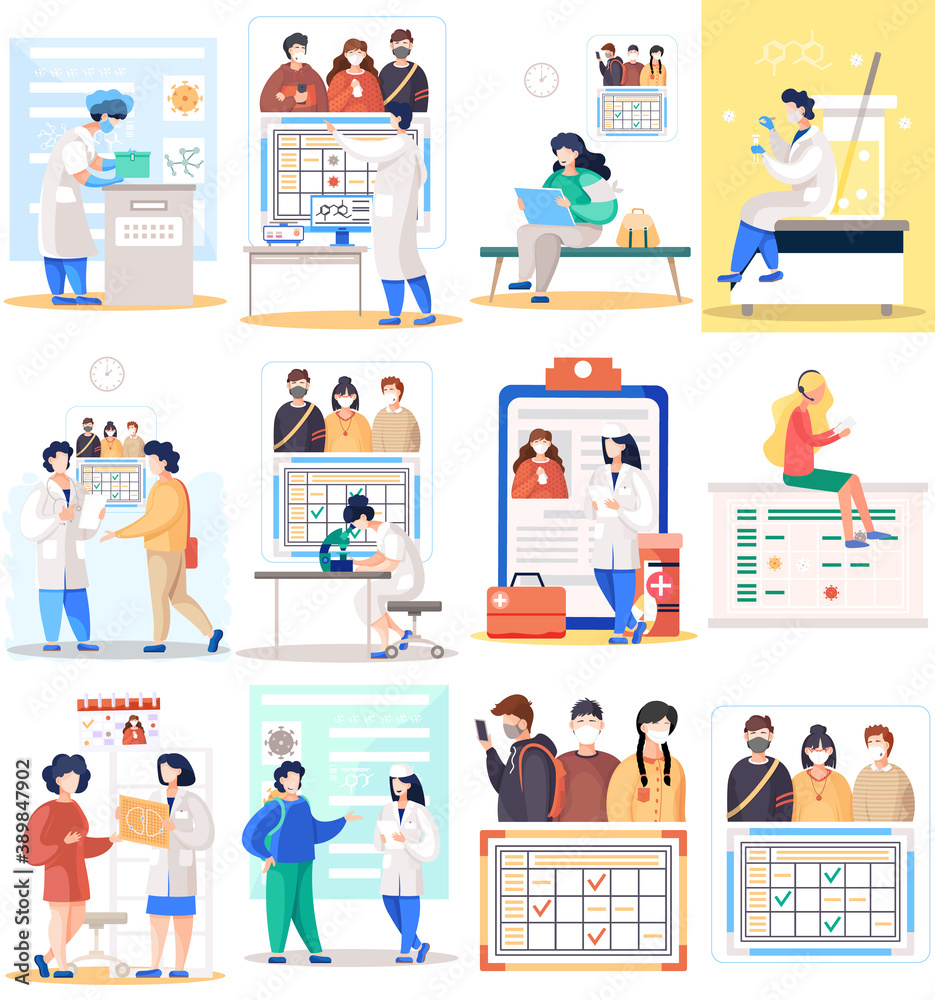 Information poster about virus covid-19 and its prevention, table with ...