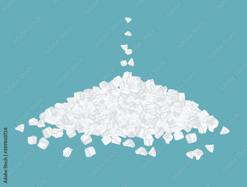 Pile of vector sea salt isolated on blue background. Cartoon flat ...