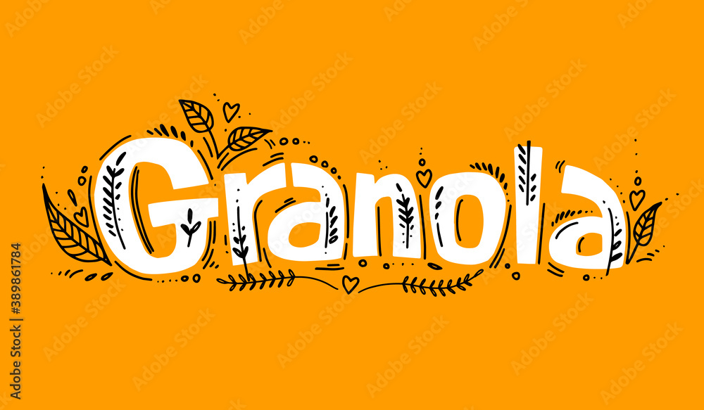 Granola logo template with handwritten calligraphy lettering ...