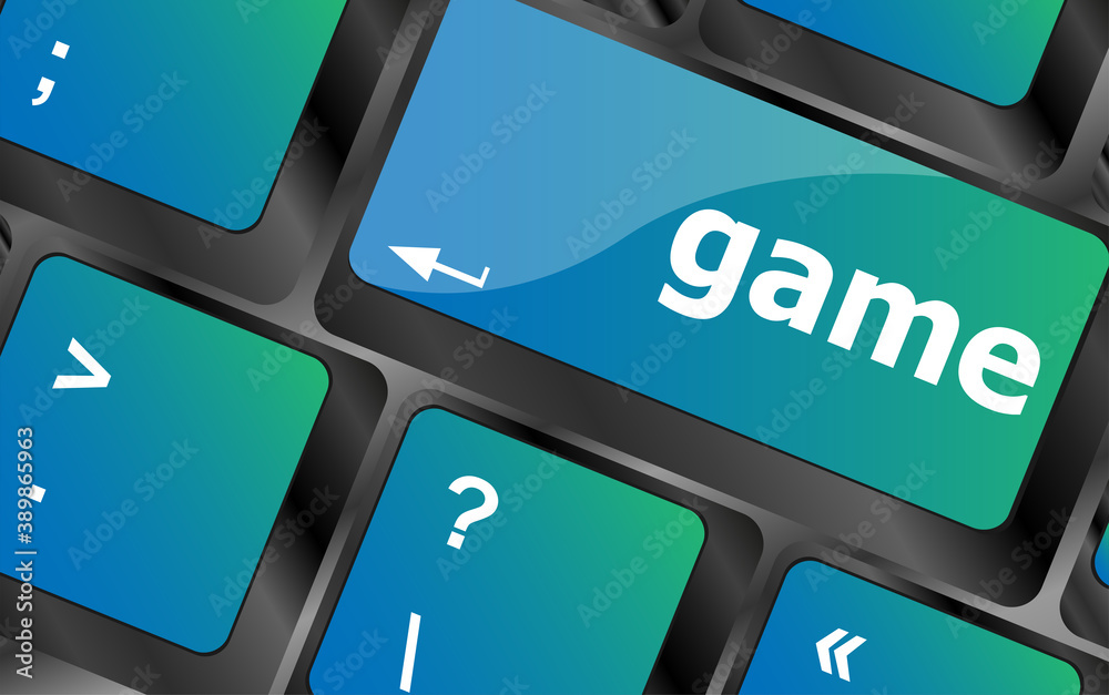 Computer keyboard with game key - technology background Stock ...