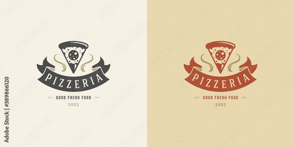 Pizzeria logo vector illustration pizza slice silhouette good for ...