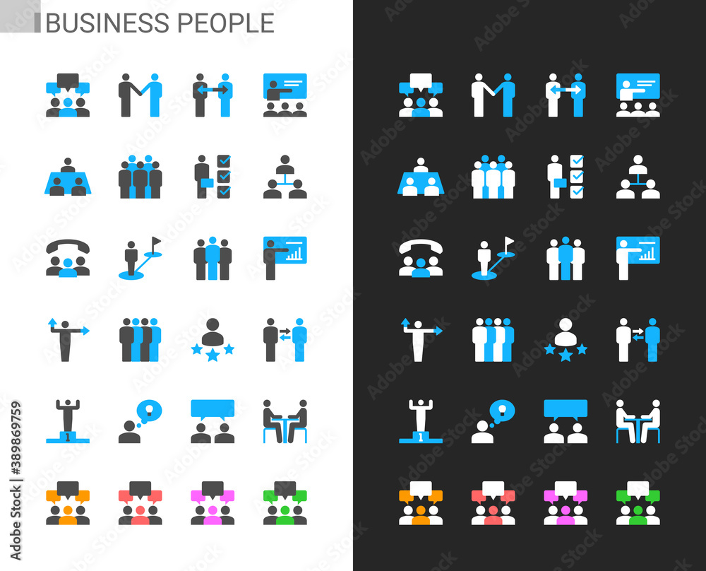 Vetor de Business people icons light and dark theme. Pixel perfect. do Stock | Adobe Stock