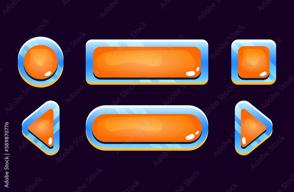 Set of gui space jelly button colors for game ui asset elements vector ...