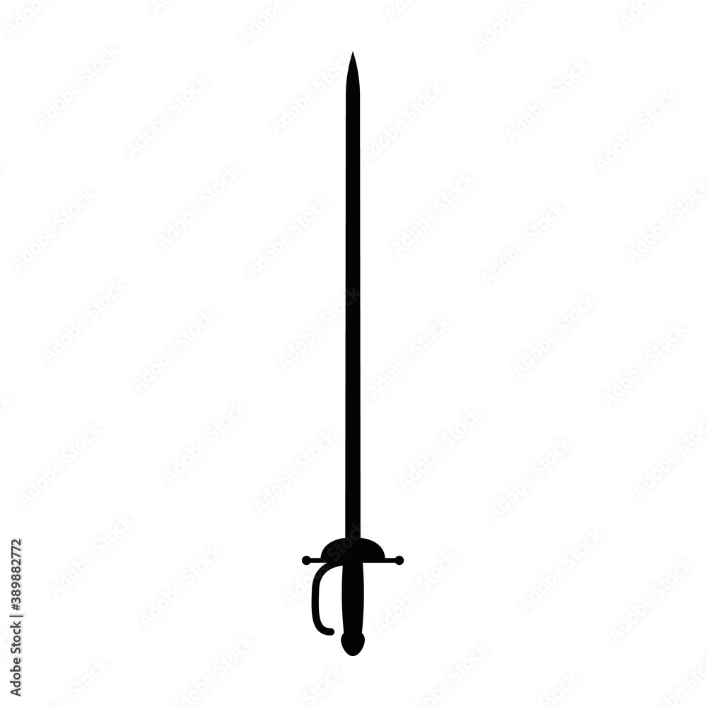 Medieval war type of weapon, concept icon rapier sword old cold ...
