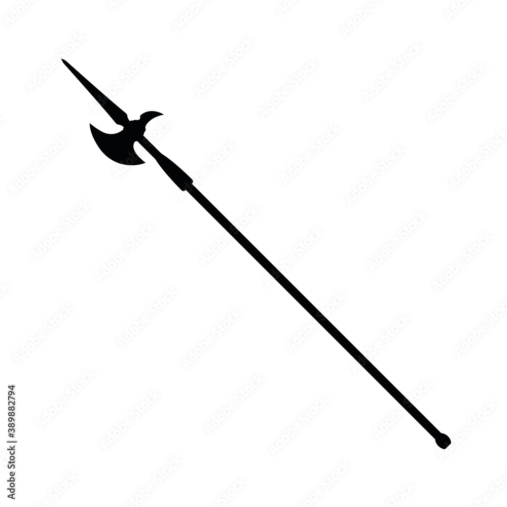 Vetor de Medieval war type of weapon, concept icon pike halberd axe old ...