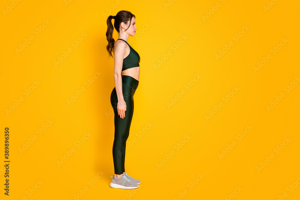 Full length body size profile side view of nice sportive healthy girl ...