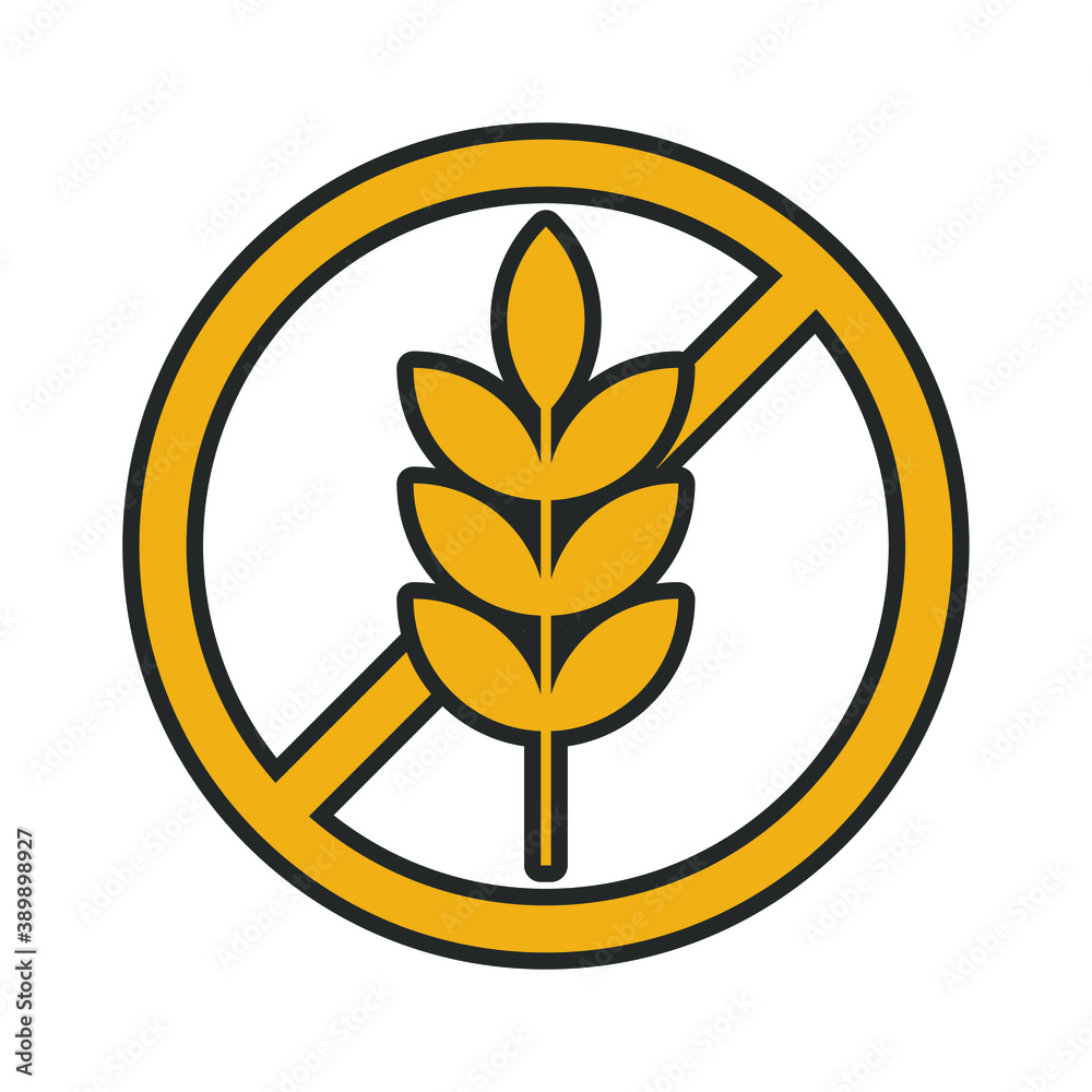 Gluten free vector icon. No wheat or grain symbol. Food allergy and ...