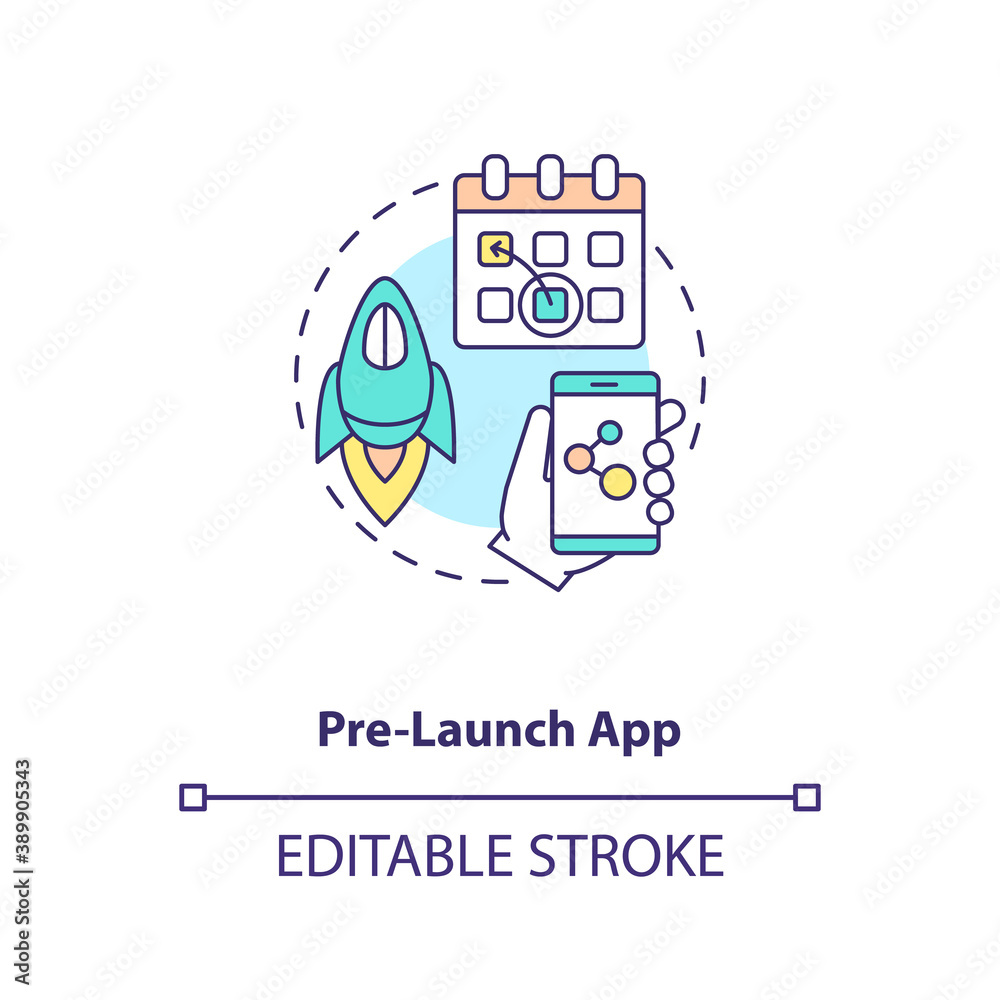 Pre launch app concept icon. App marketing tips. Production before ...
