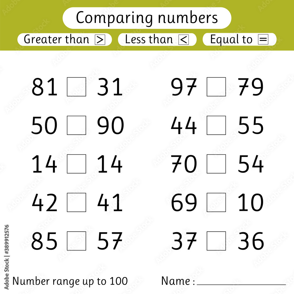 Vetor de Comparing numbers. Less than, greater than, equal to ...