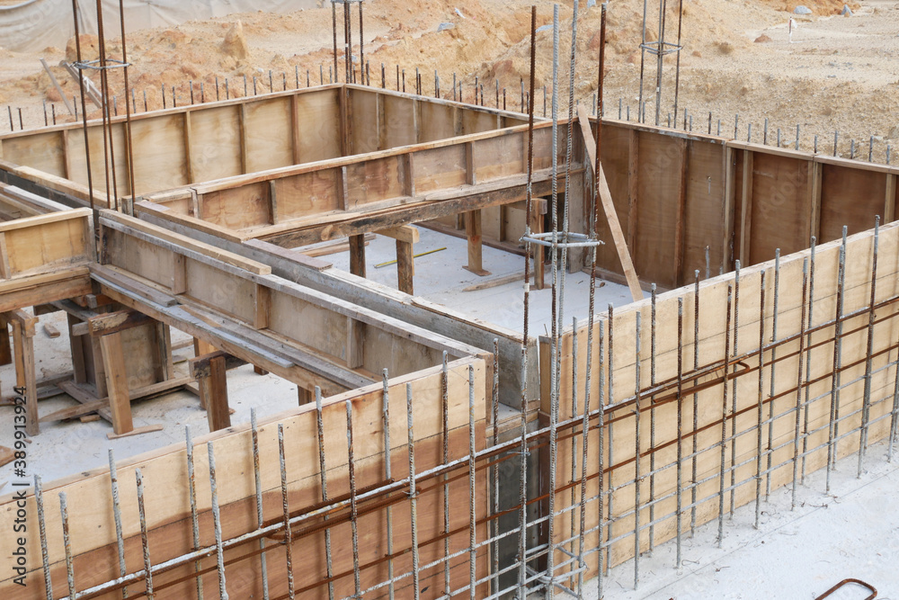 KUALA LUMPUR, MALAYSIA -MARCH 5, 2020: Building ground beam under ...