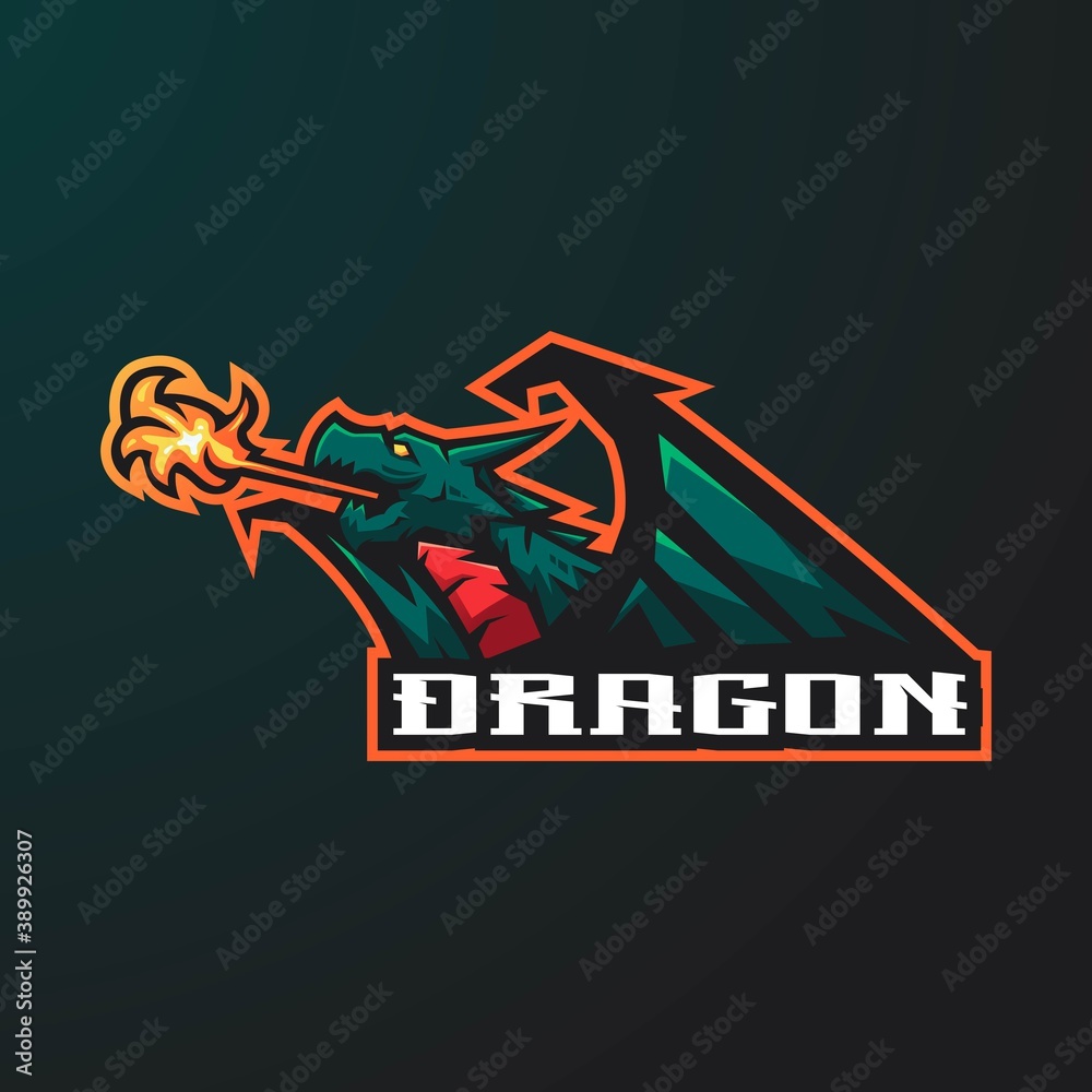 Dragon mascot logo design vector with modern illustration concept style ...