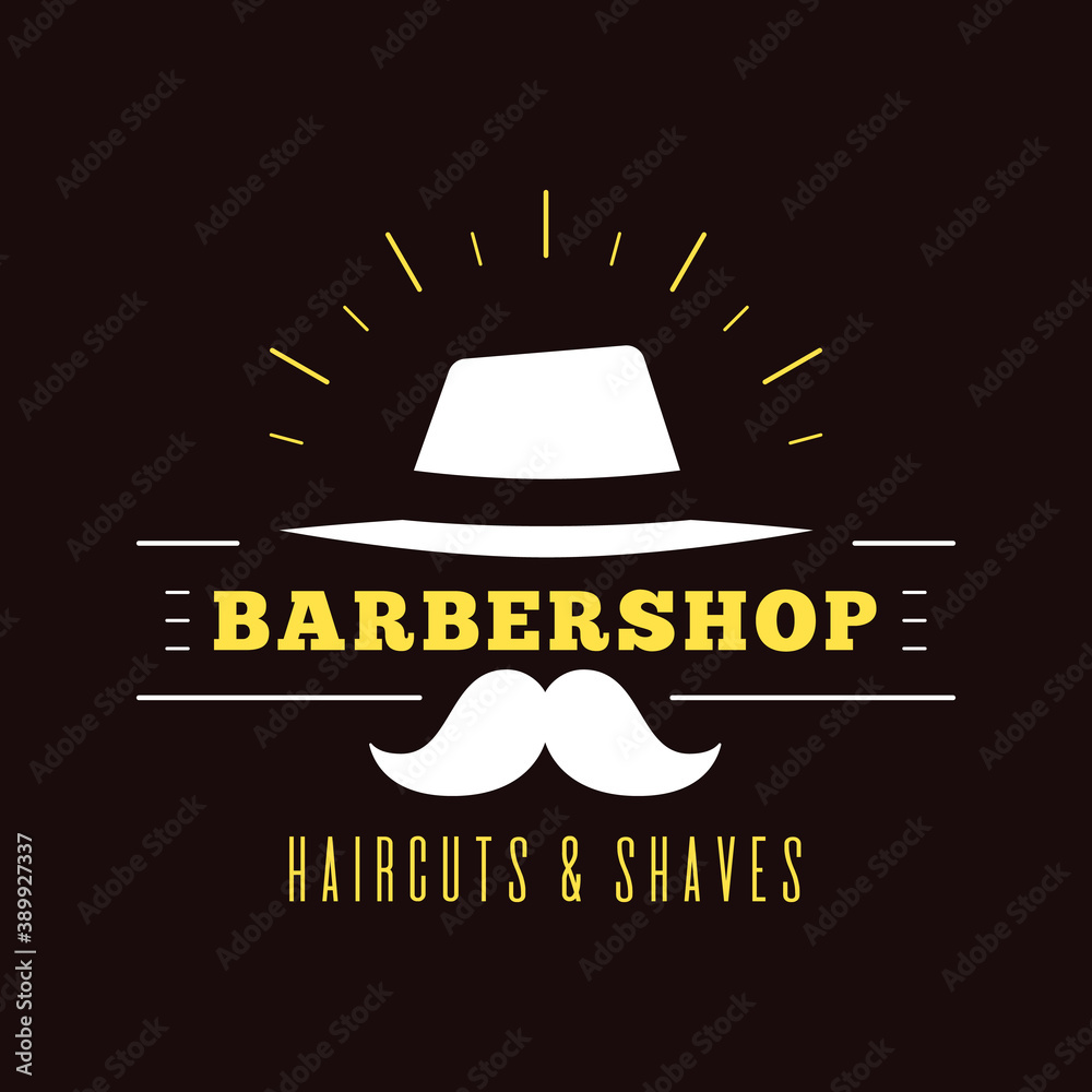 Barbershop simple minimalist logo design on dark background Stock ...