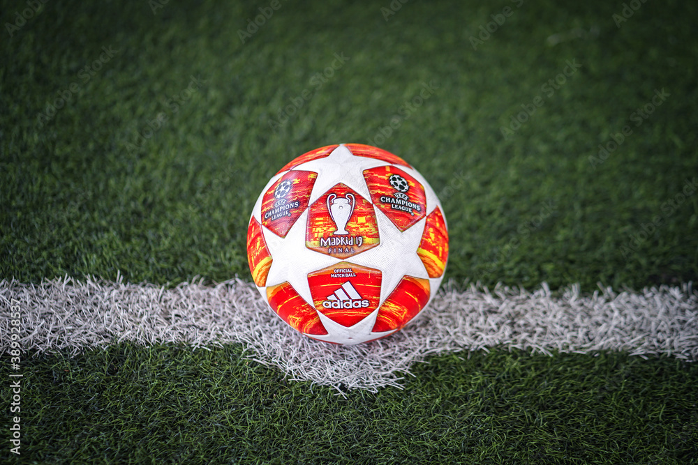Bangkok / Thailand : May 2019 : Adidas official match ball is on ...