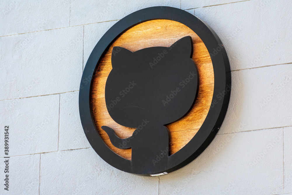 GitHub logo, Octocat, at the San Francisco headquarters. GitHub, a ...