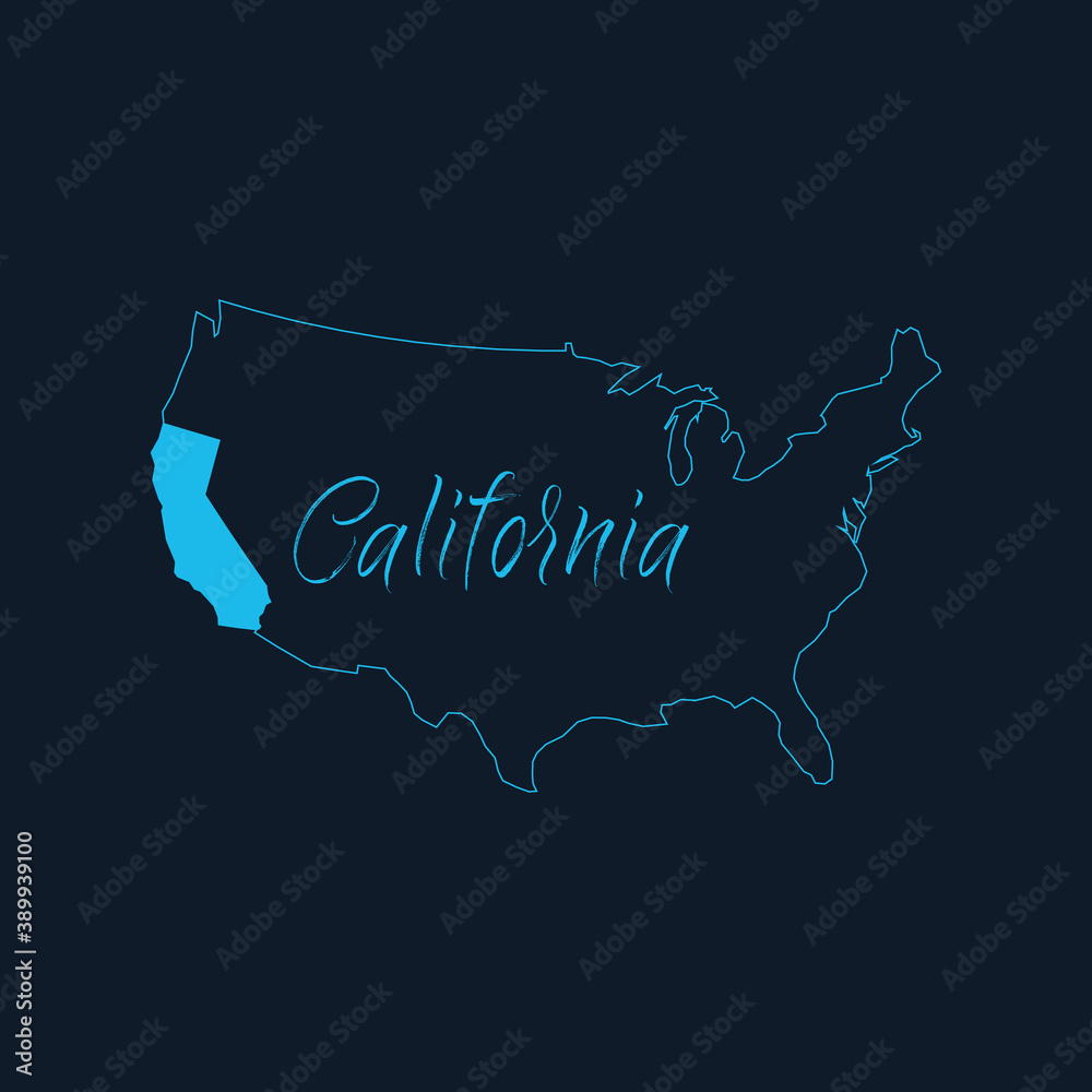 California state highlighted on United States of America map , USA ...