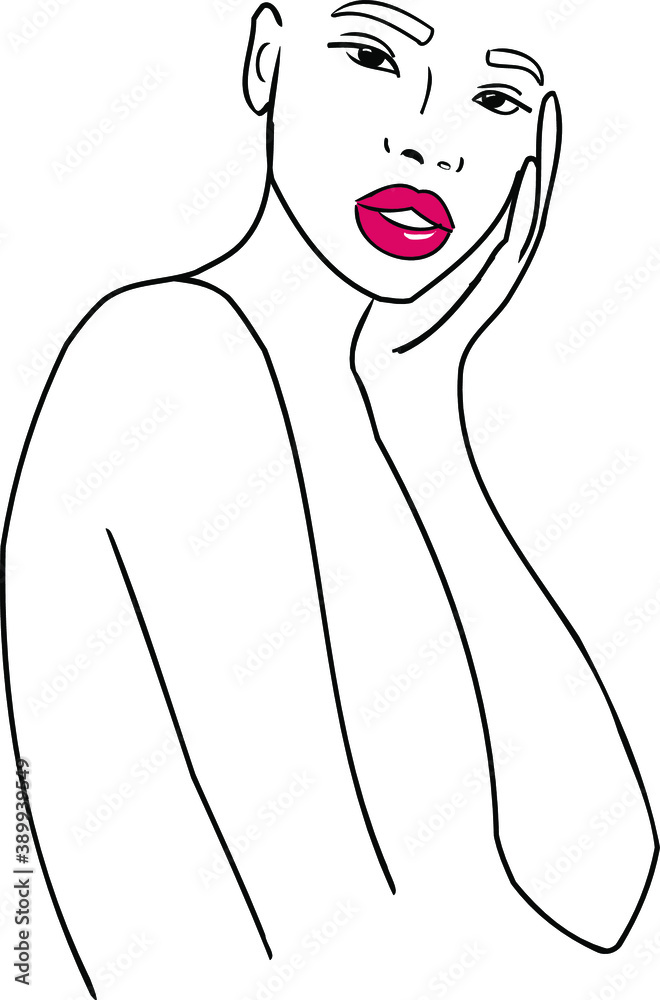 Afro American Women Fashion Vector Illustration Modern Sketch
