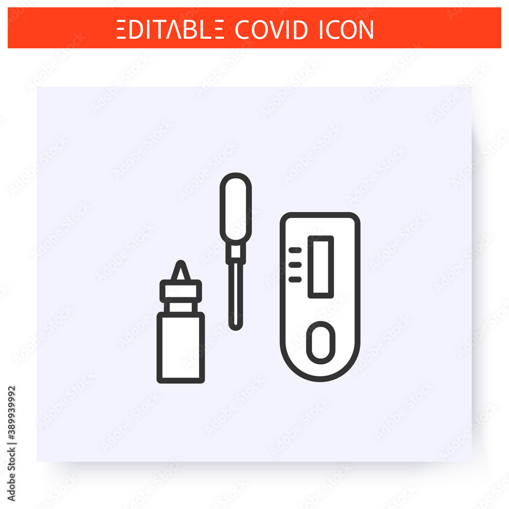 Express antibody test kit line icon.Rapid covid19 blood test.Pipette ...