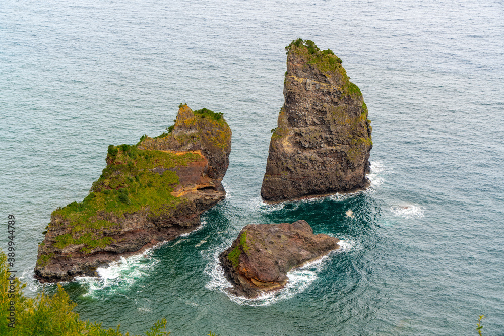 Azores, Flores island, view from the Miradouro dos Caimbros of the ...