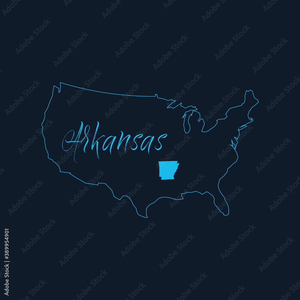 Arkansas state highlighted on United States of America map , USA ...
