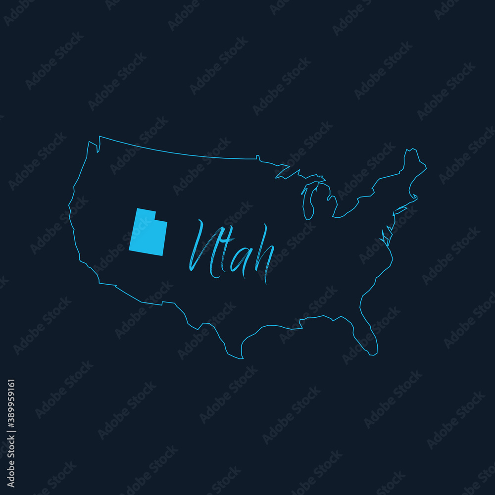 Utah state highlighted on United States of America map , USA ...