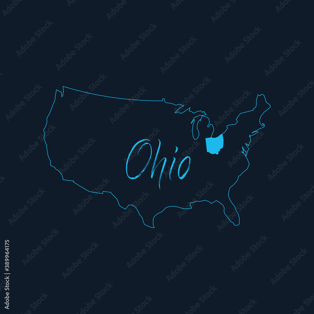 Ohio state highlighted on United States of America map , USA ...