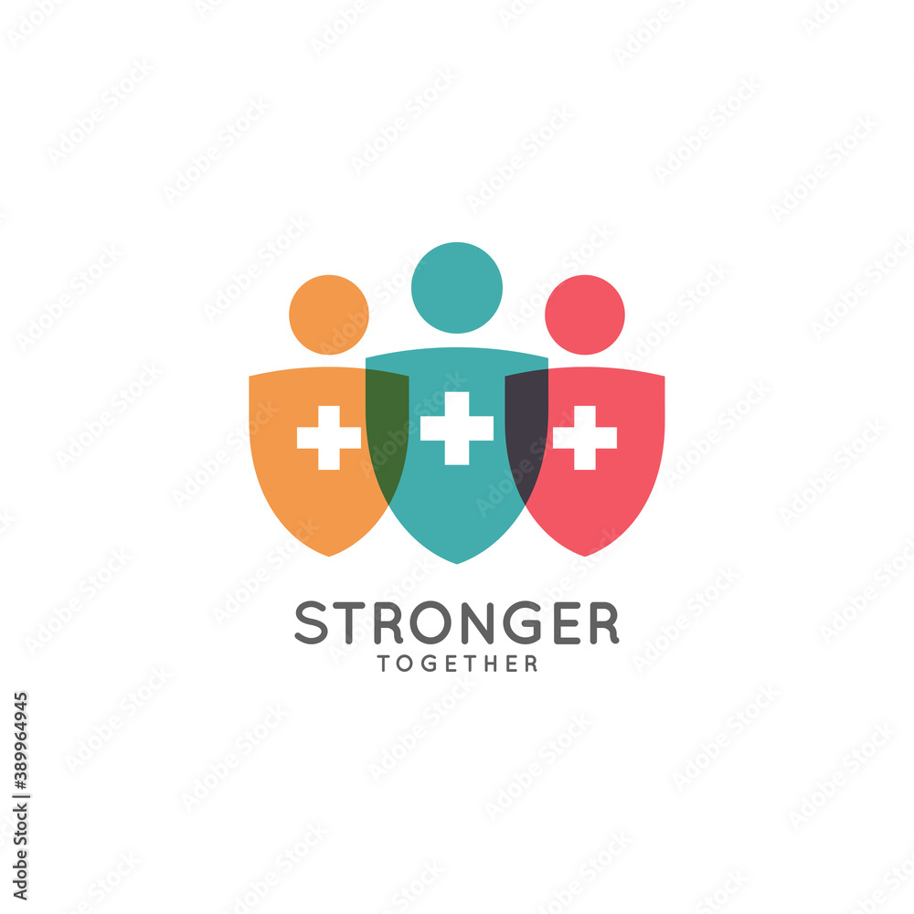 Stronger together logo. Medicine shield on white Stock Vector | Adobe Stock
