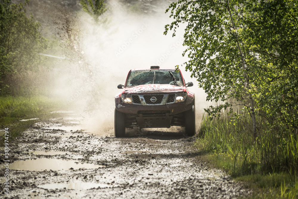 OGRODZIENIEC/POLAND - 21 May 2013: Offroad 4x4 sand ground rally, quad ...