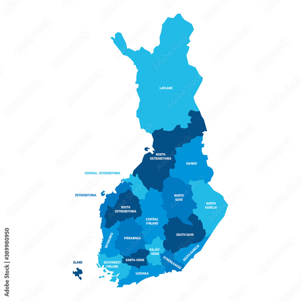 Photo & Art Print Finland - map of regions, pyty
