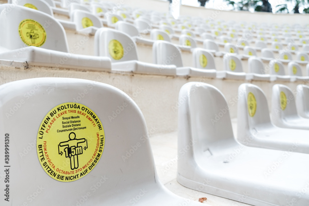 Warning sign: leave some seats free for social distancing during ...