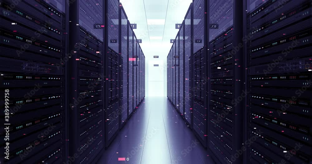 Vidéo Stock Modern Server Room Environment. Computer Racks All Around ...