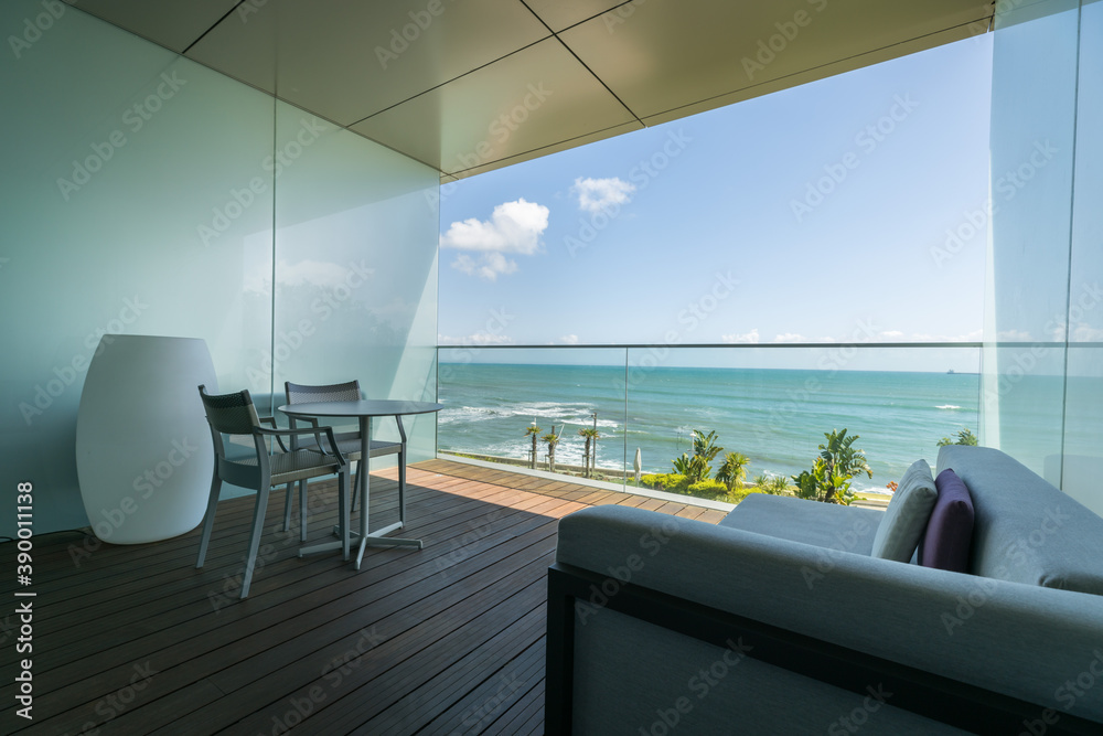 Luxury hotel terrace with seascape view Stock Photo | Adobe Stock