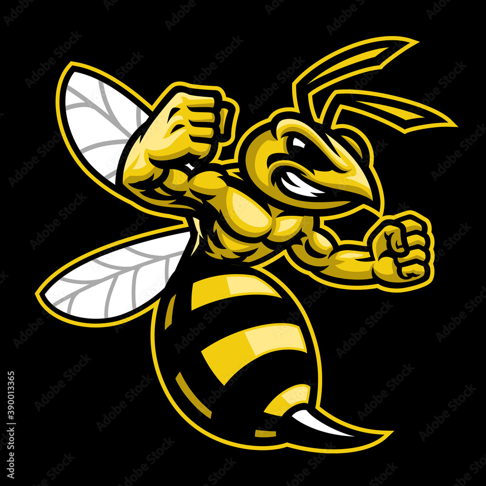 angry hornet wasp mascot Stock Vector | Adobe Stock