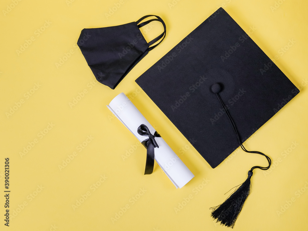 graduation cap and diploma. Graduation cap, diploma and black cotton ...