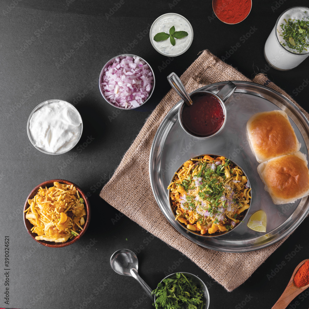 Misal pav An indian breakfast dish Stock Photo | Adobe Stock