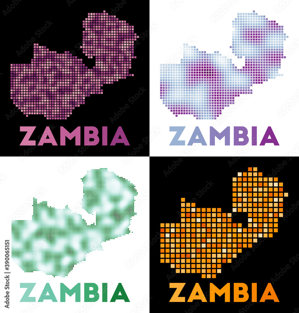 Zambia map. Collection of map of Zambia in dotted style. Borders of the ...