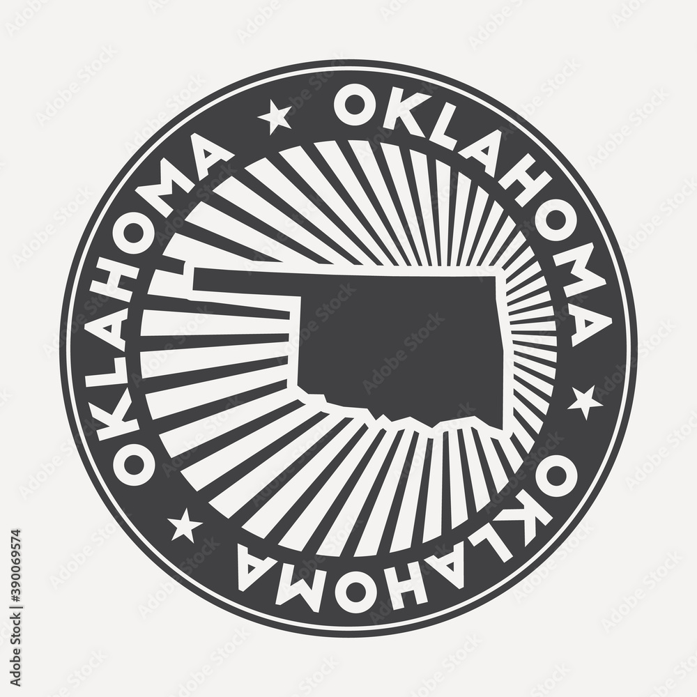 Oklahoma round logo. Vintage travel badge with the circular name and ...