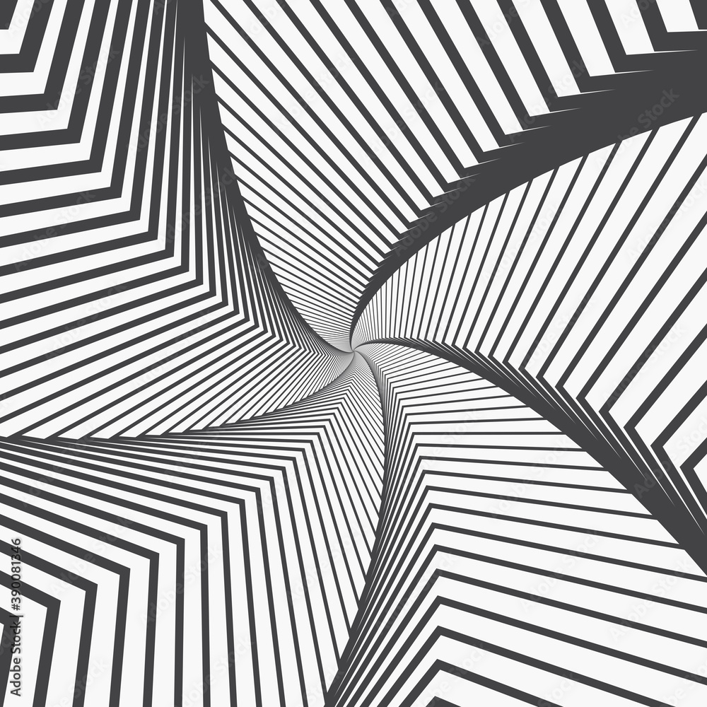Op Art Background. The Lines Based on the Contours of Stars Are Twisted ...