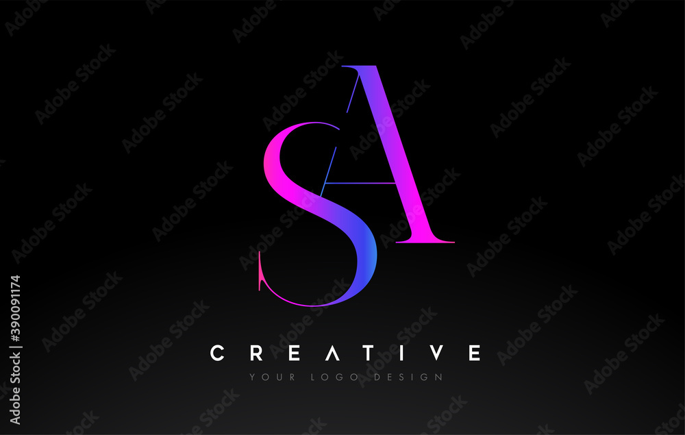 SA letter design logo logotype icon concept with serif font and classic ...