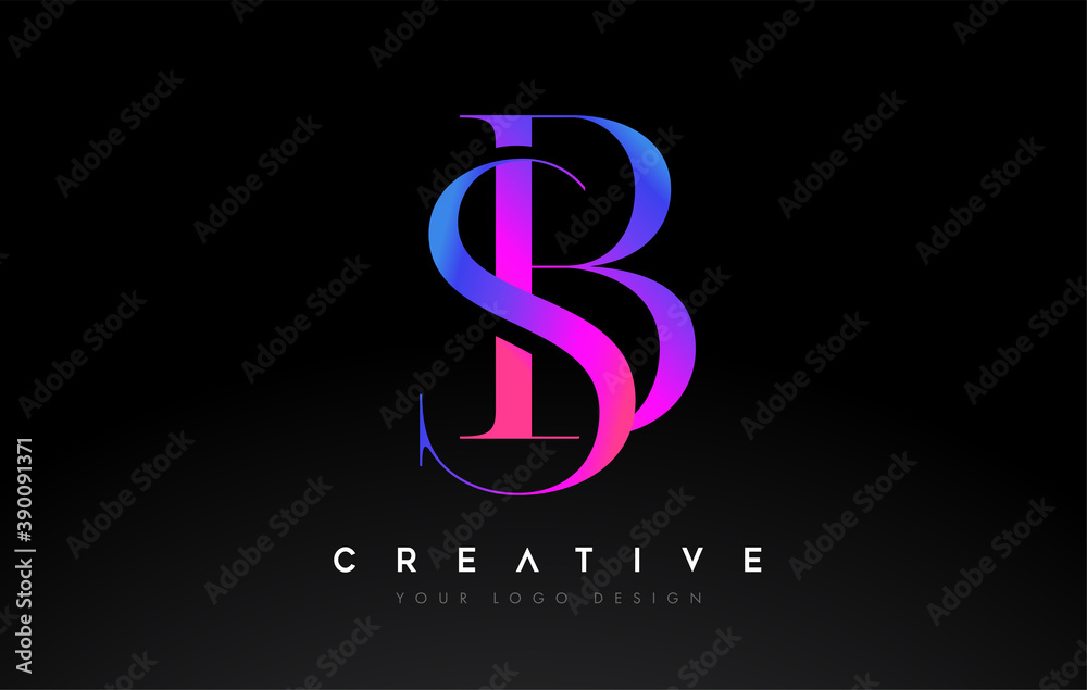BS SB letter design logo logotype icon concept with serif font and ...